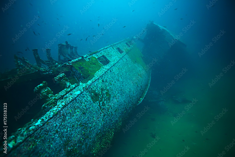 shipwreck, diving on a sunken ship, underwater landscape Stock Photo ...