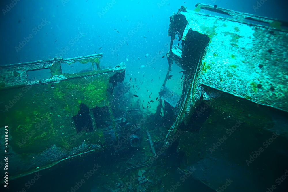 shipwreck, diving on a sunken ship, underwater landscape Stock Photo ...
