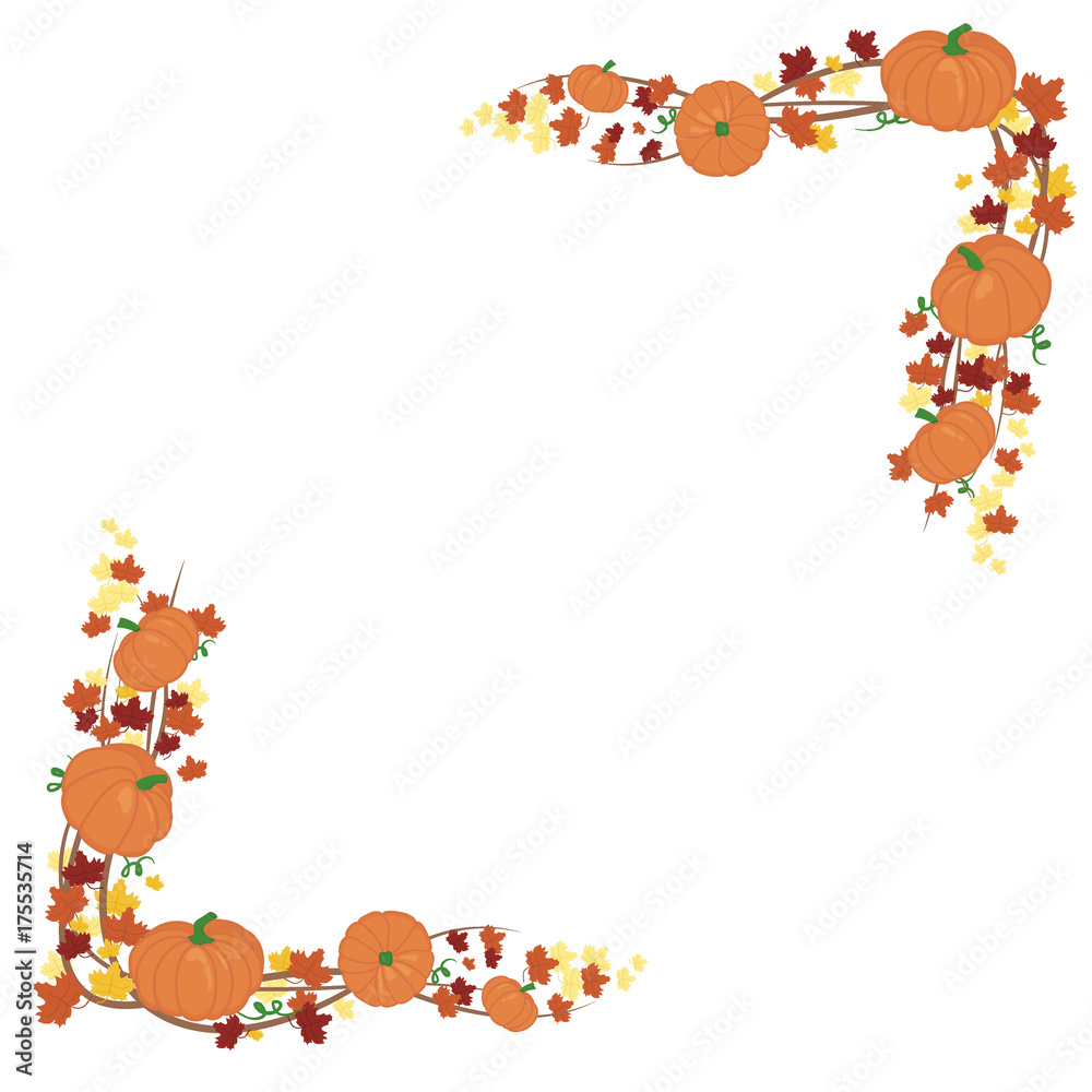 Orange pumpkins border design. autumn vector orange pumpkins template ...