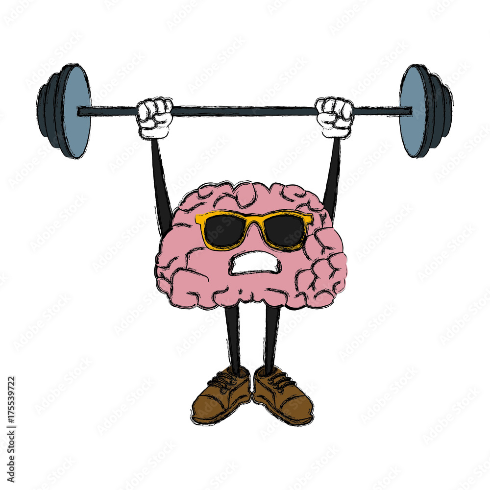 Vettoriale Stock Cute brain cartoon doing exercise icon vector ...