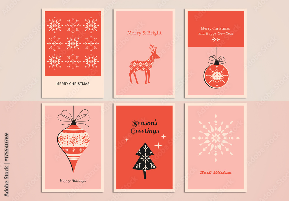 Christmas Greeting Card Set Stock Template | Adobe Stock