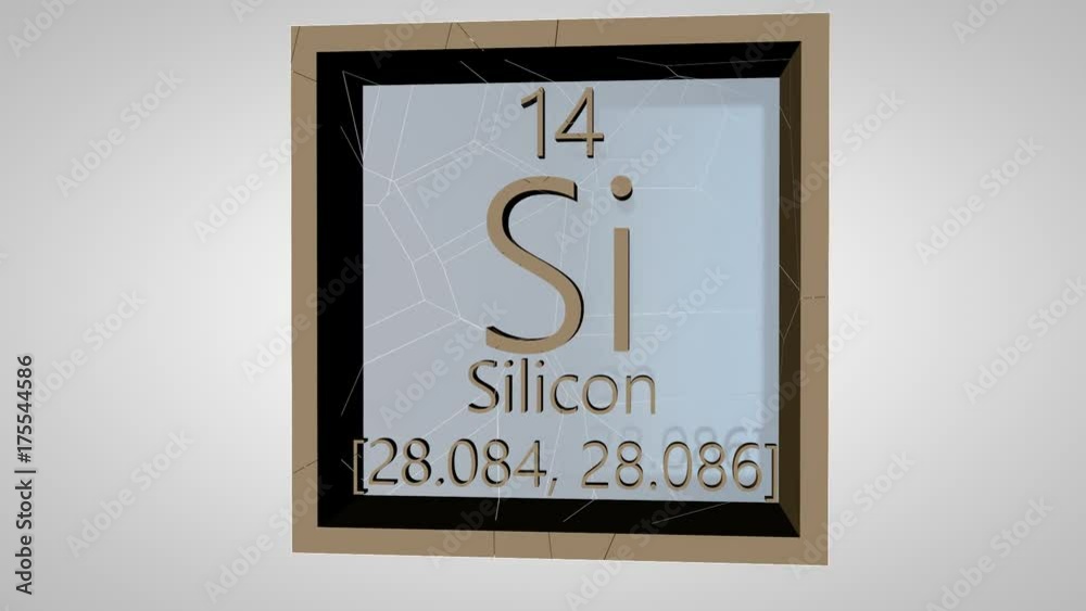 Silicon. Element of the periodic table of the Mendeleev system. Stock ...