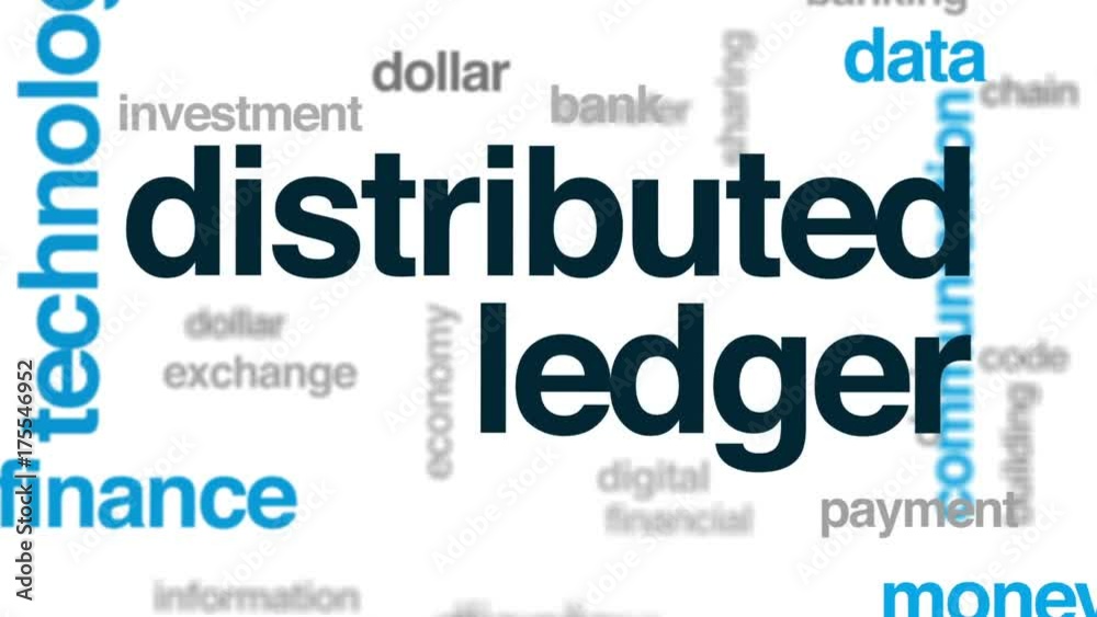 Distributed ledger animated word cloud, text design animation. vídeo de ...