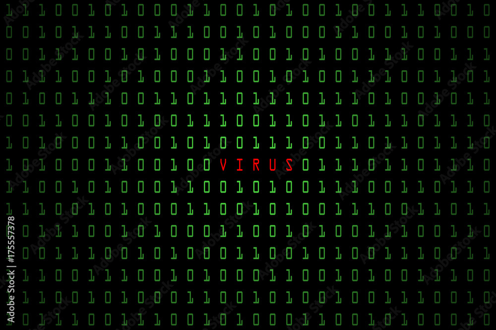Virus computer word with technology digital dark or black background ...