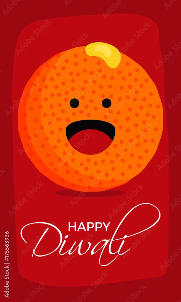 Happy Diwali Concept. Laughing Laddu emoji. Indian Festival of Light ...