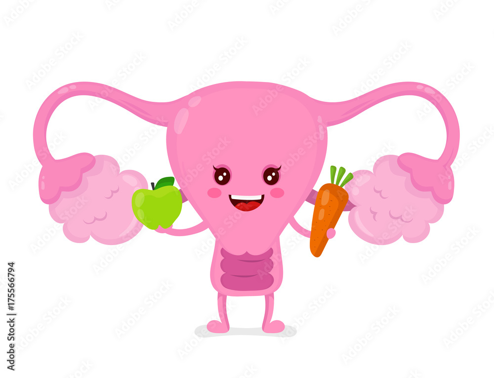 Strong healthy happy uterus character Stock Vector | Adobe Stock