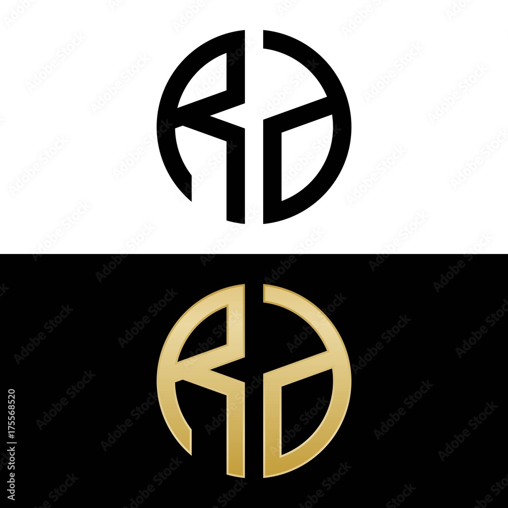 rd initial logo circle shape vector black and gold Stock Vector | Adobe ...