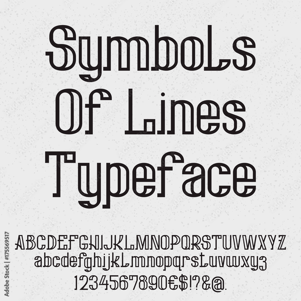 Symbols of lines typeface. Isolated black capital and lowercase letters ...
