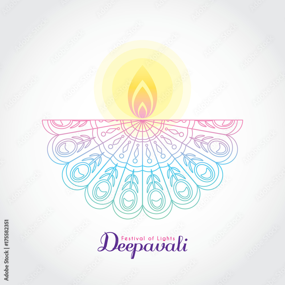 Diwali or Deepavali symbol or icon. Gradient Diwali diya (india oil ...