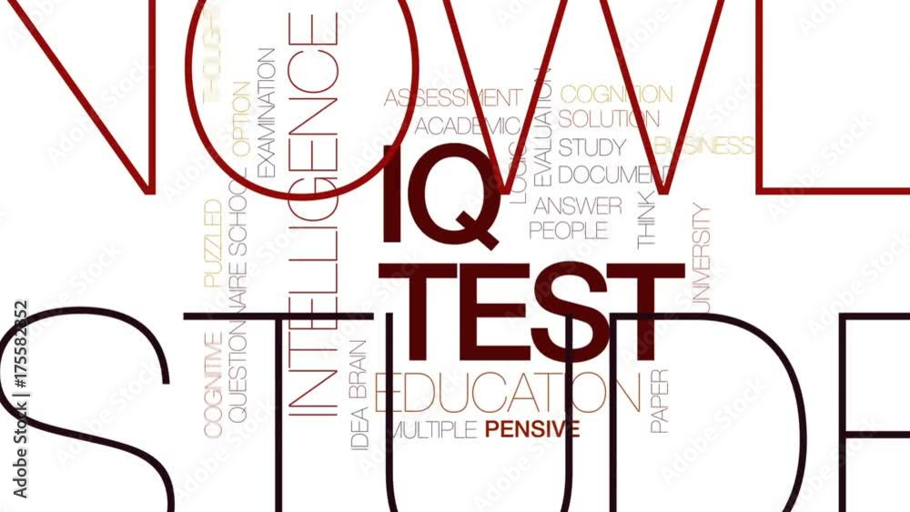 IQ test animated word cloud, text design animation. Kinetic typography ...