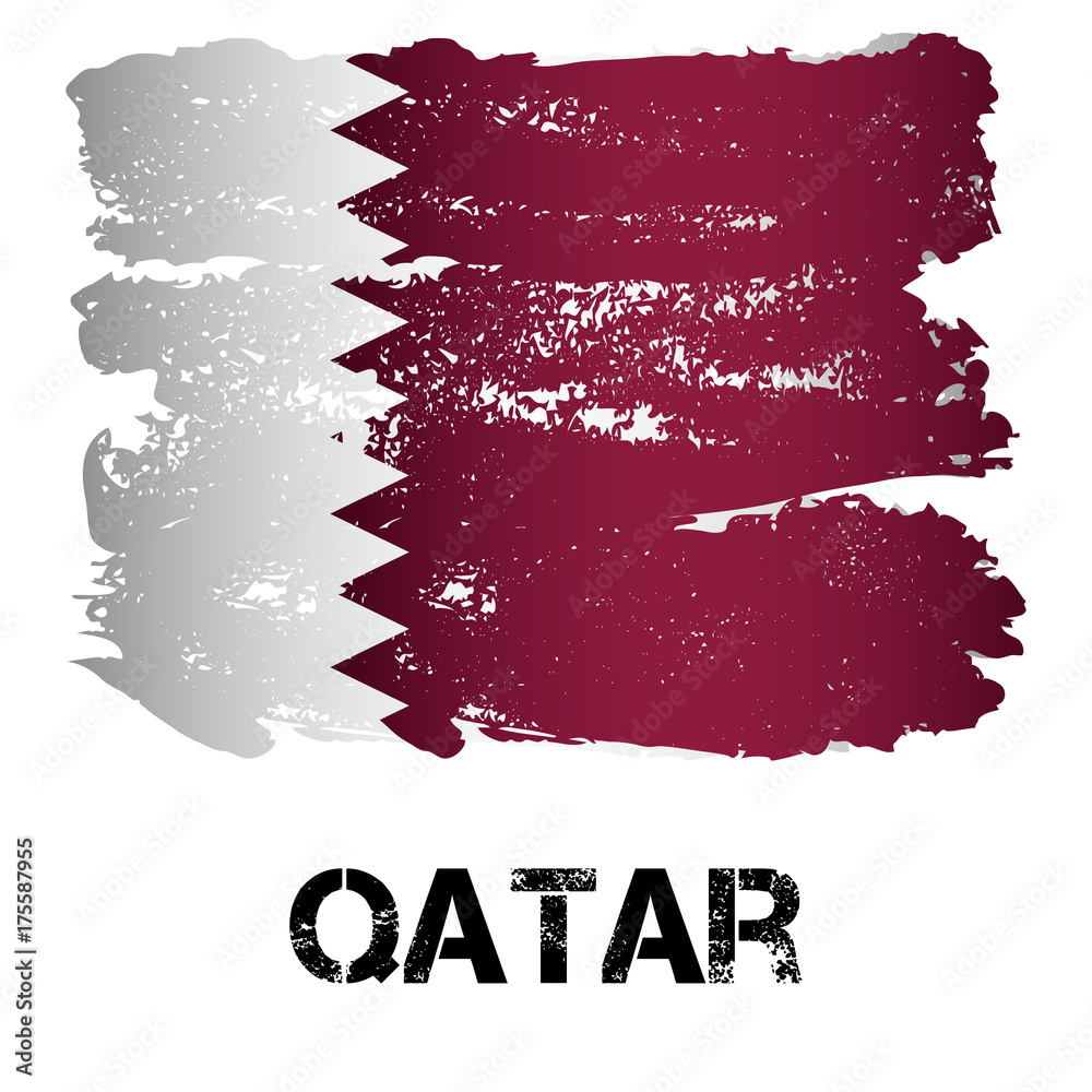Flag of Qatar from brush strokes in grunge style isolated on white ...