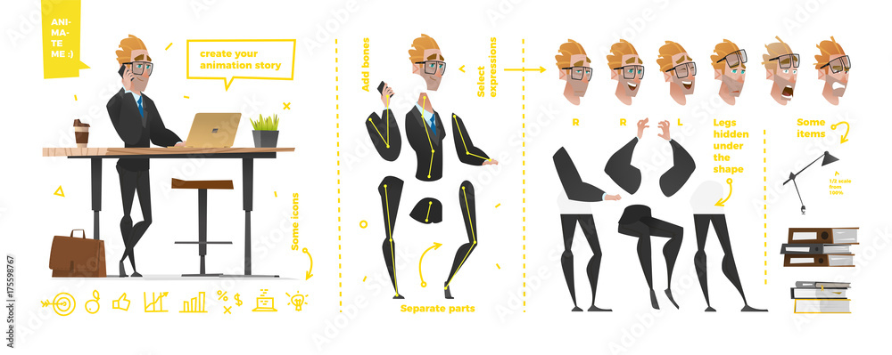 Stylized characters set for animation. Stock Vector | Adobe Stock