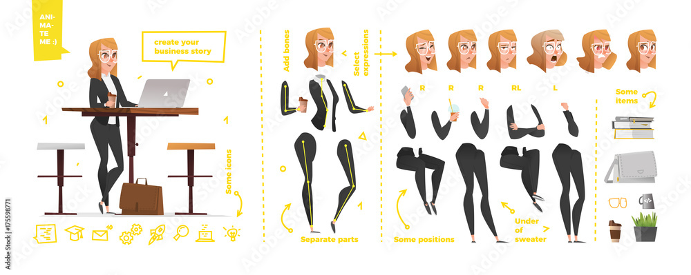 Stylized characters set for animation. Stock Vector | Adobe Stock