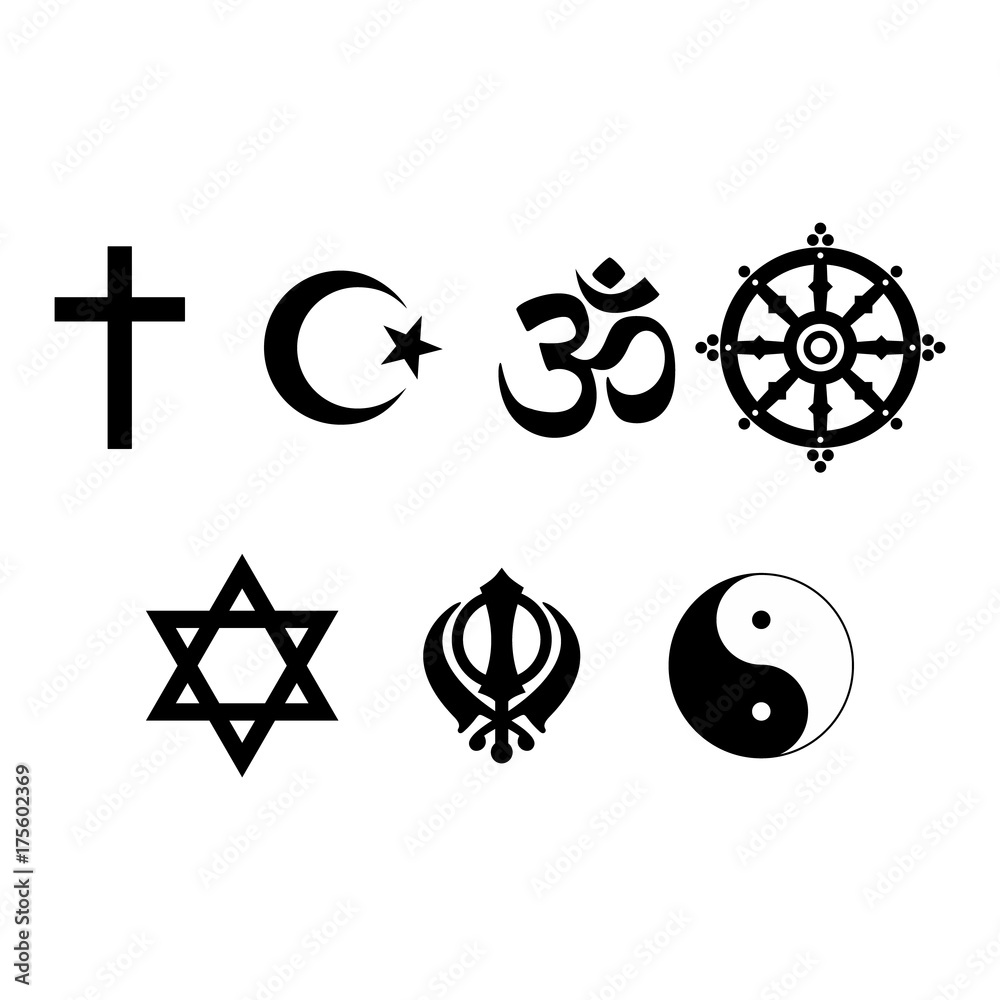A set of Religious symbols. Black silhouettes. Vector illustration ...