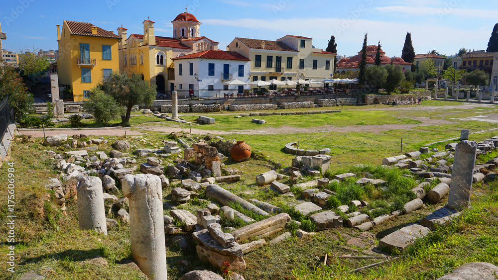 Photo of iconic ancient site of Roman Forum, Athens historic center ...