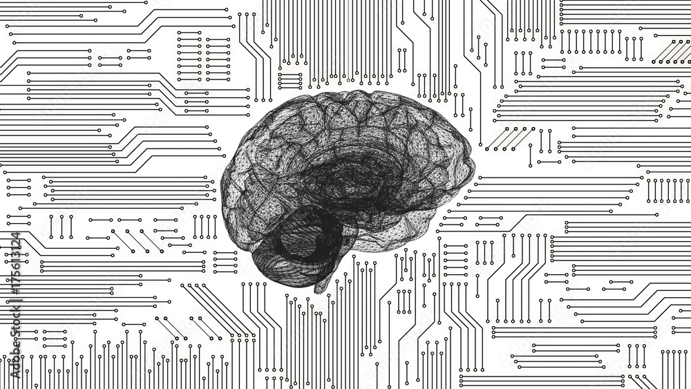Abstract inverted computer brain on motherboard Stock Illustration ...