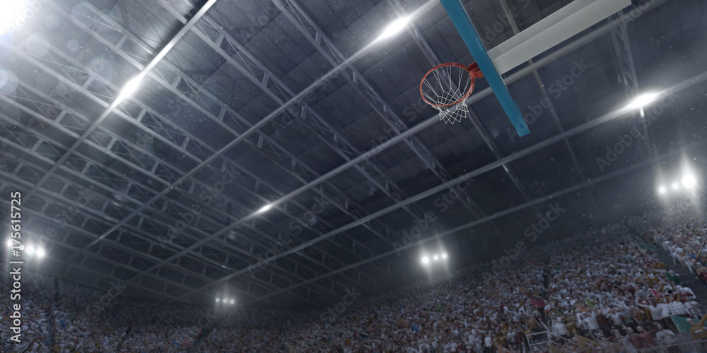 Professional basketball arena in 3D. Big basketball stadium with a lot ...