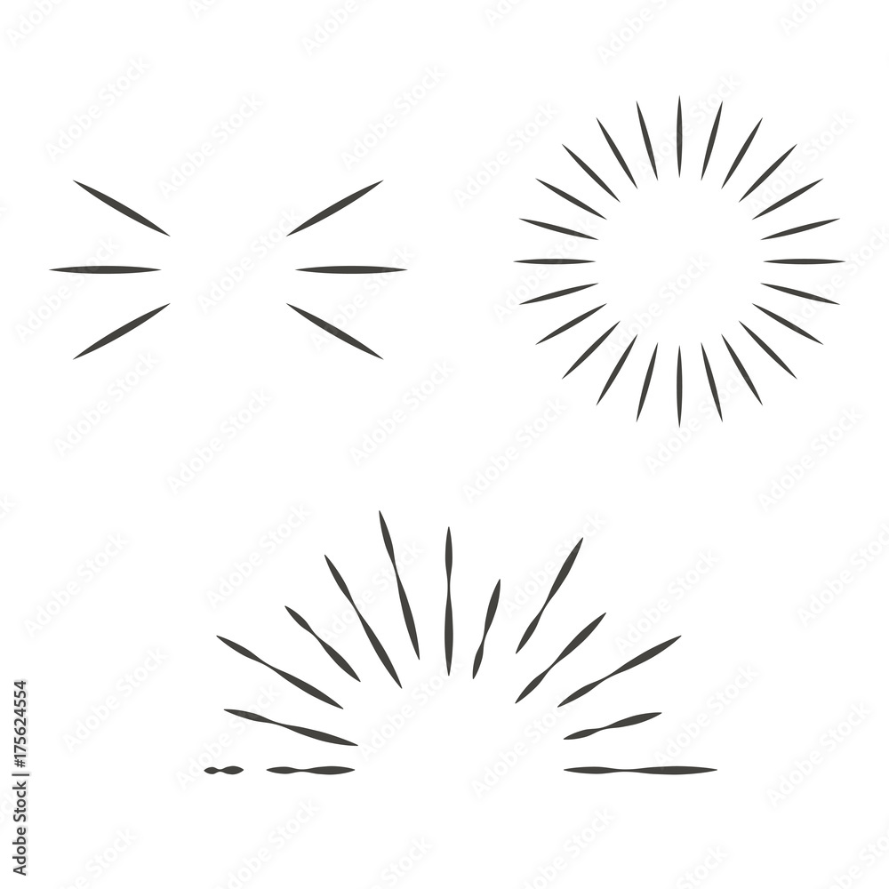 Set of rays in vintage retro style. Design elements for old school ...