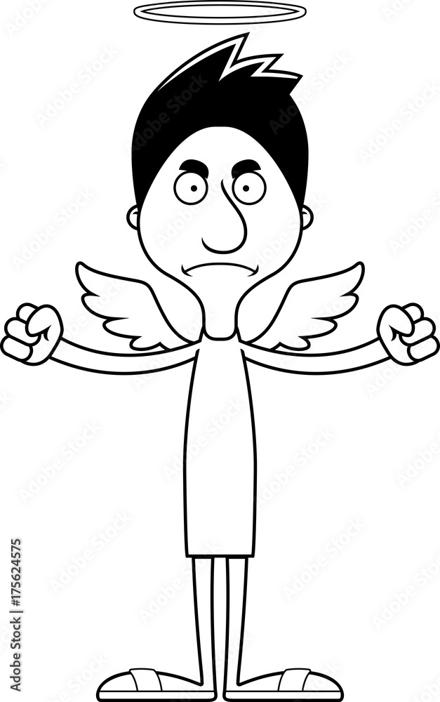 Cartoon Angry Angel Man Stock Vector | Adobe Stock