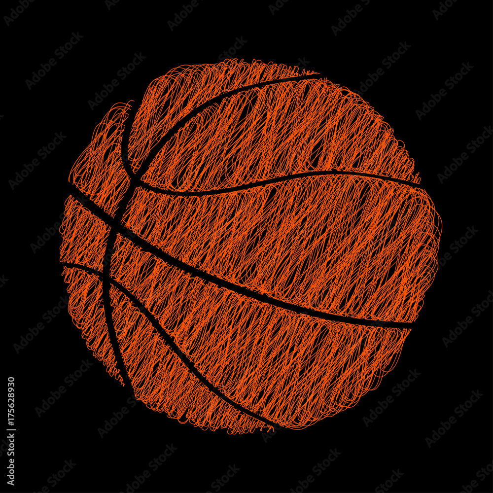 Basketball ball - hatched abstract sport logo, emblem or background for ...