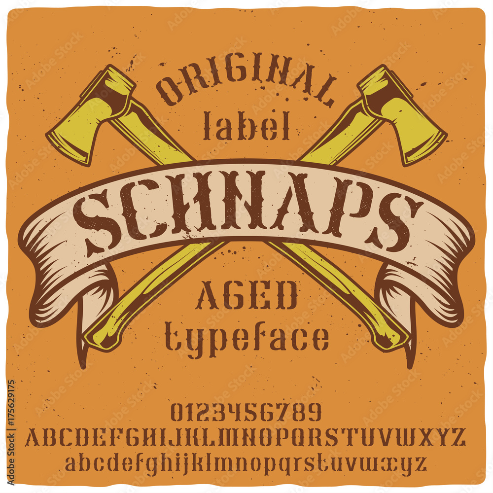 Vintage label typeface named "Schnaps". Good handcrafted font for any ...