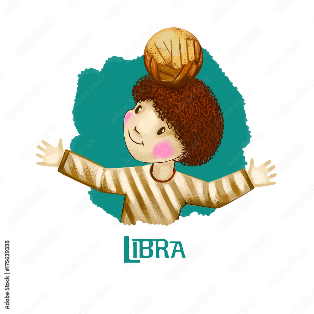Libra horoscope sign with children digital art illustration isolated on ...