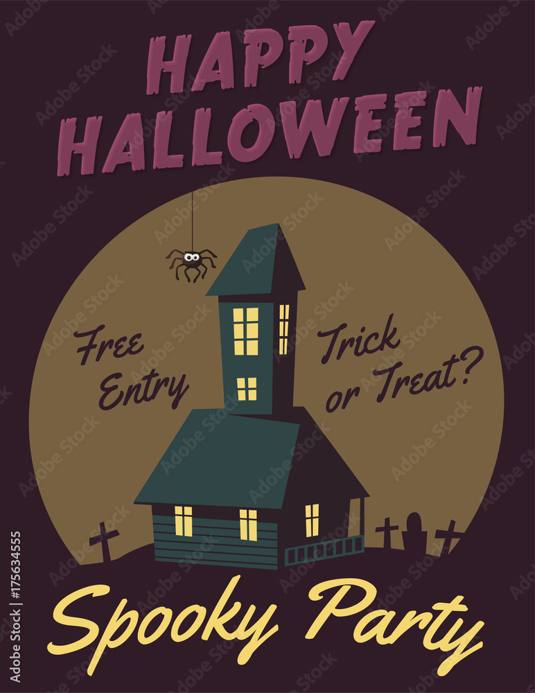 Happy halloween poster. Cartoon vector illustration. Stock Vector ...
