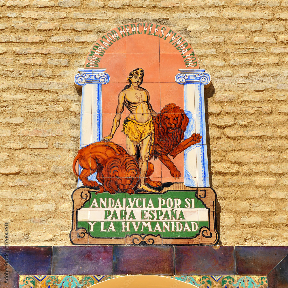 Escudo de Andalucía, Hércules y los leones Stock Photo | Adobe Stock