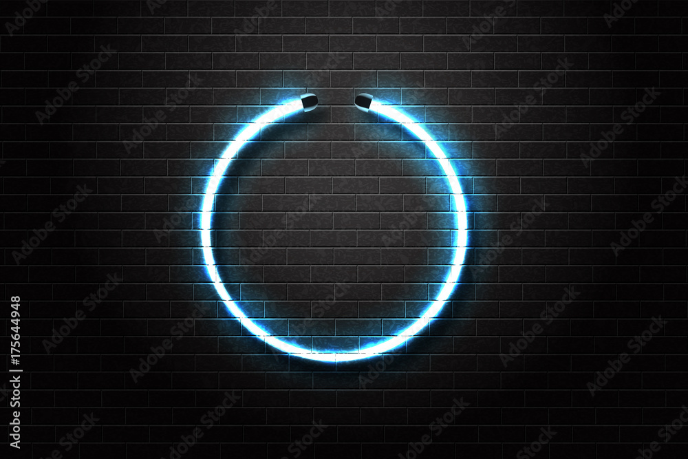 Vector realistic isolated neon sign of blue circle frame for decoration ...