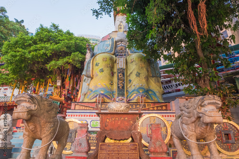 Colorful God statues are located at the Repulse Bay is a quaint Taoist ...