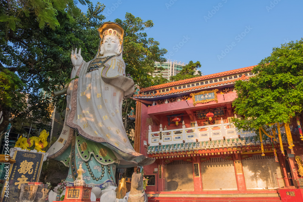 Colorful God statues are located at the Repulse Bay is a quaint Taoist ...