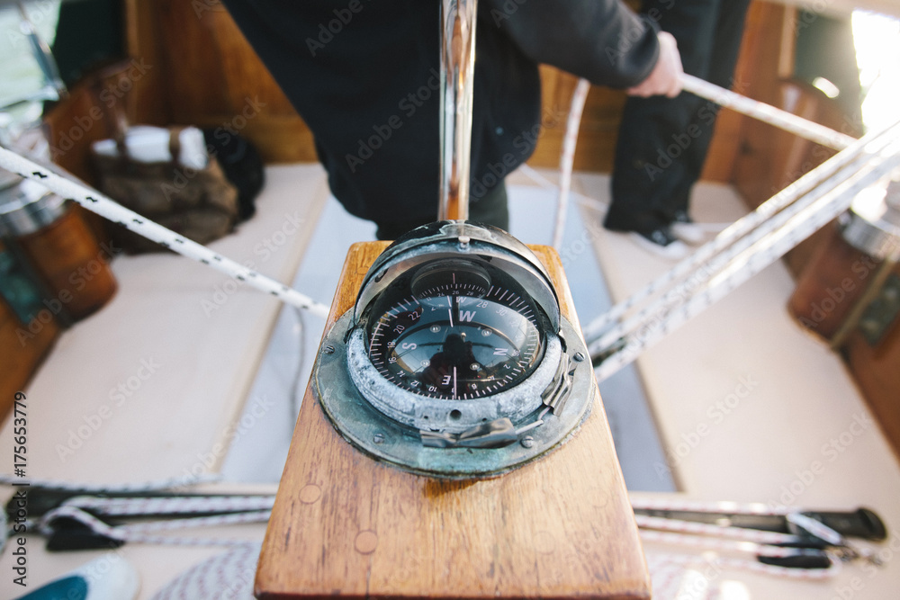 Compass on Sailboat Stock Photo | Adobe Stock