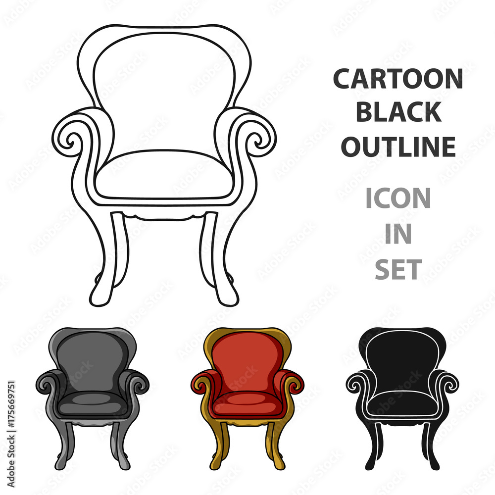 Wing-back chair icon in cartoon style isolated on white background ...