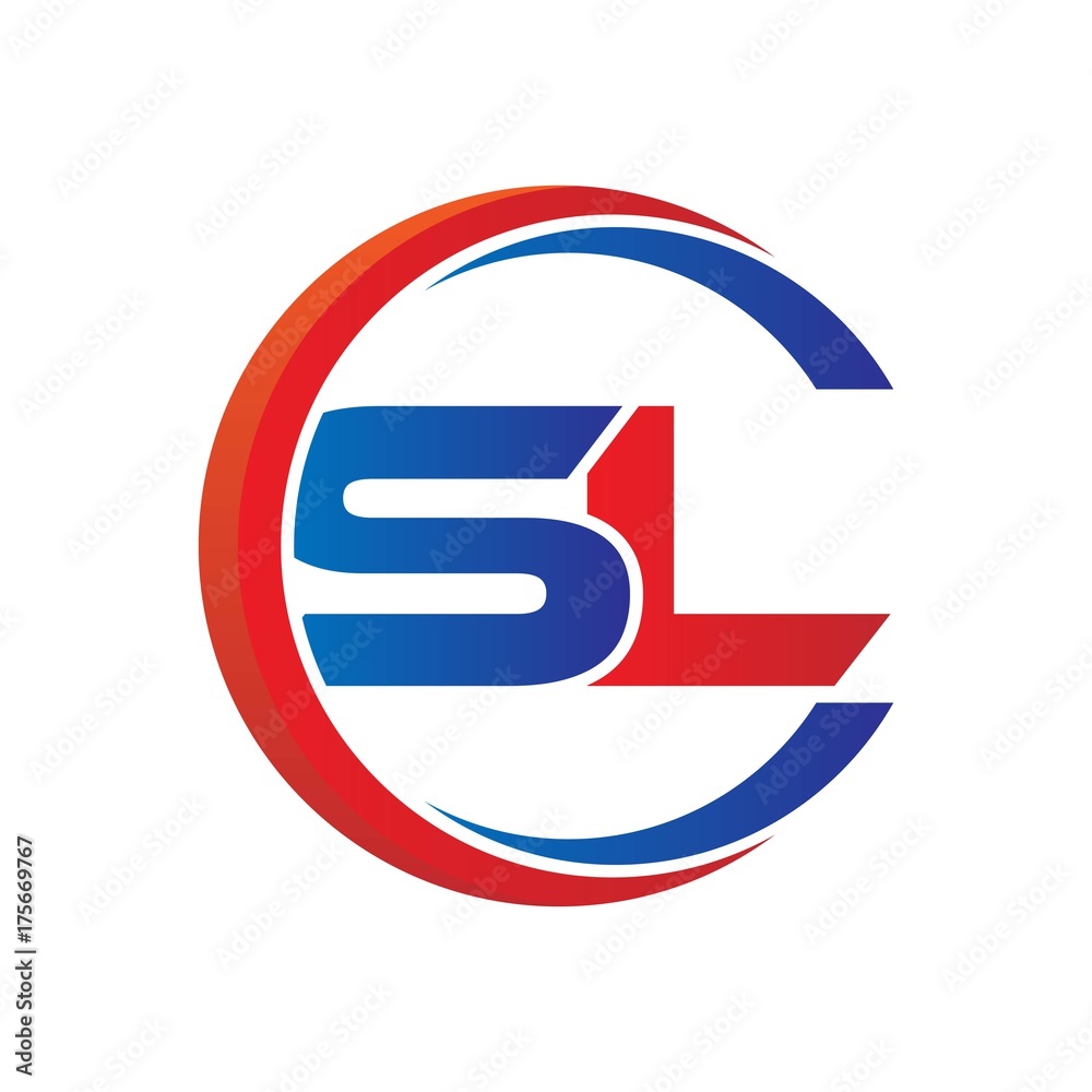 sl logo vector modern initial swoosh circle blue and red Stock Vector ...