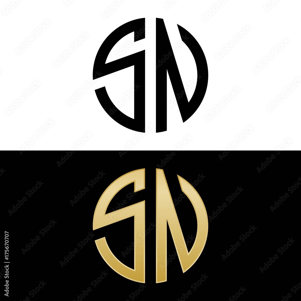 sn initial logo circle shape vector black and gold Stock Vector | Adobe ...