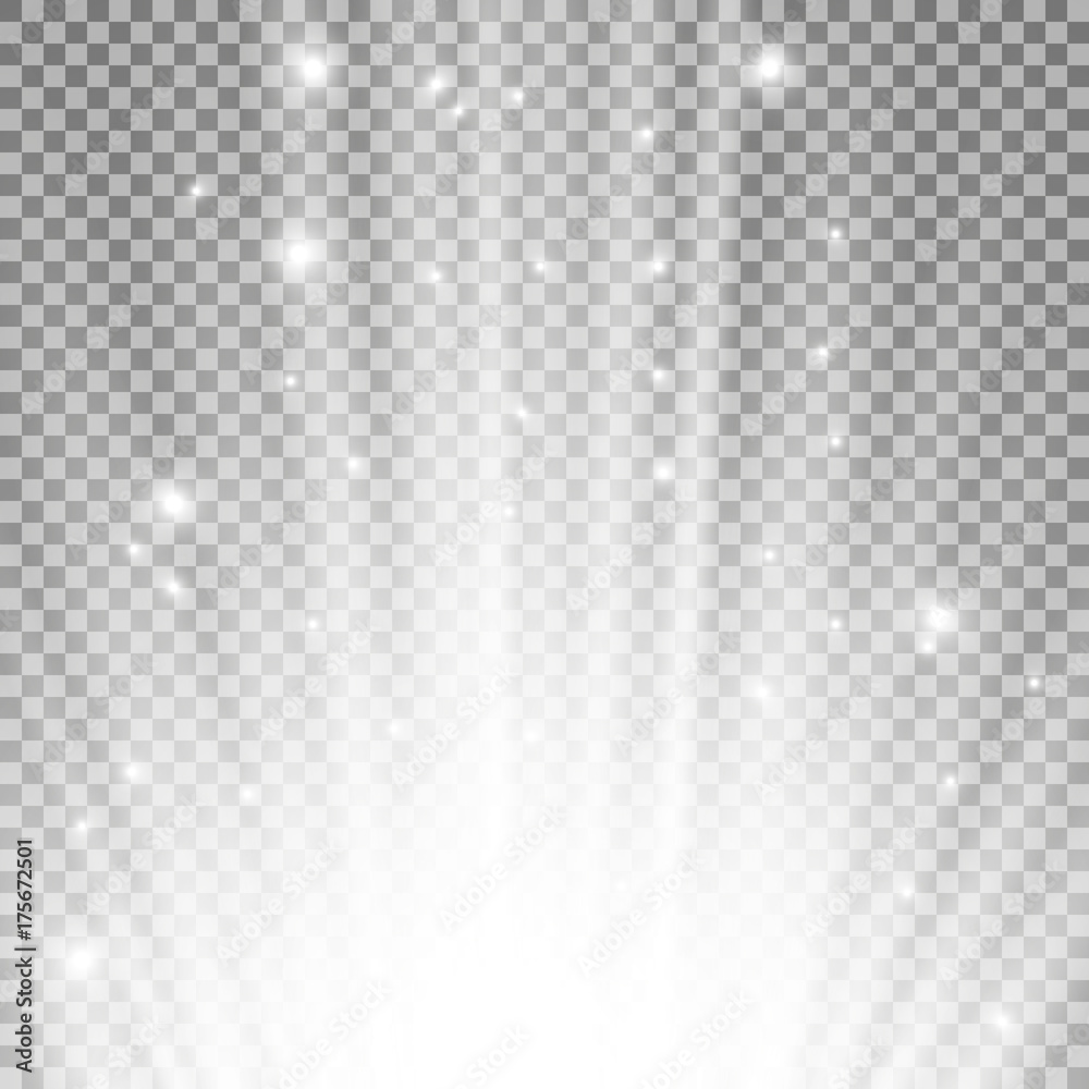 Light flare from below with sparkles on transparent background, white ...