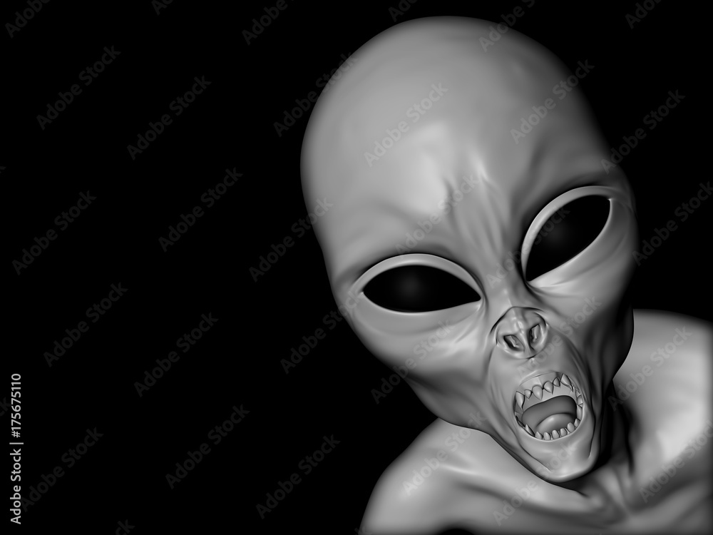 3D evil alien on black background Stock Illustration | Adobe Stock
