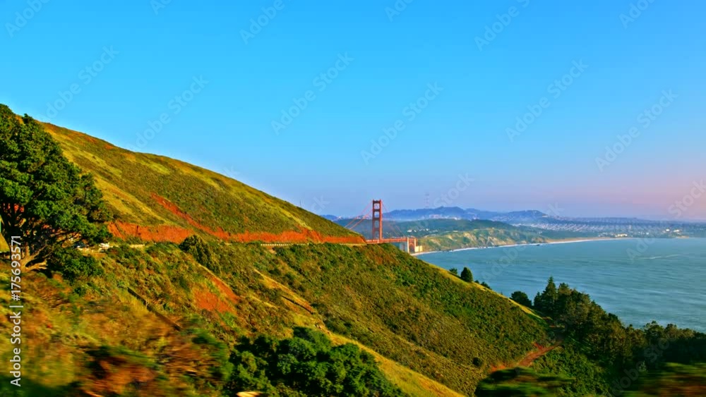 Iconic Golden Gate Bridge, suspension bridge between San Francisco Bay ...