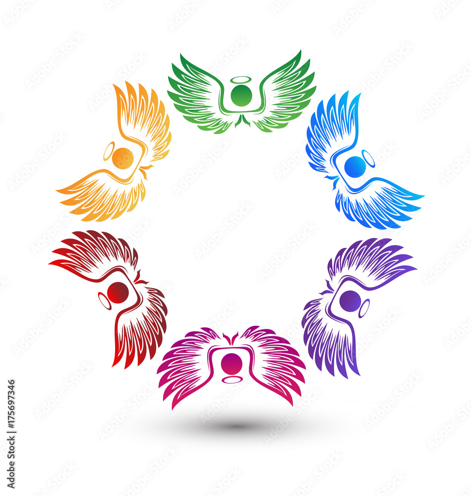 Teamwork angel people icon vector Stock Vector | Adobe Stock