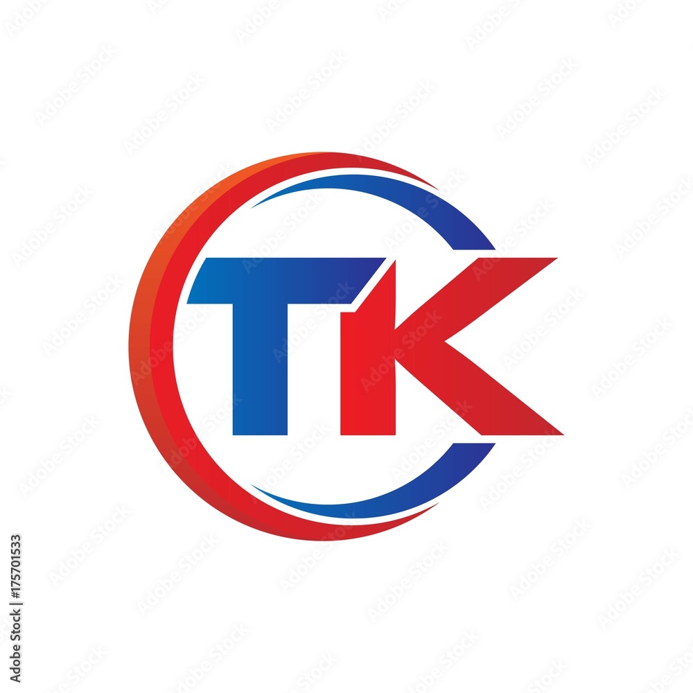 tk logo vector modern initial swoosh circle blue and red Stock Vector ...