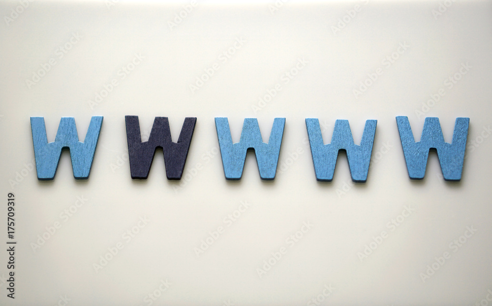 Dark blue W Alphabet letters of the English alphabet are lined on white ...