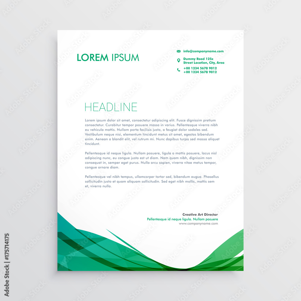 green wavy shape letterhead vector design template Stock Vector | Adobe ...