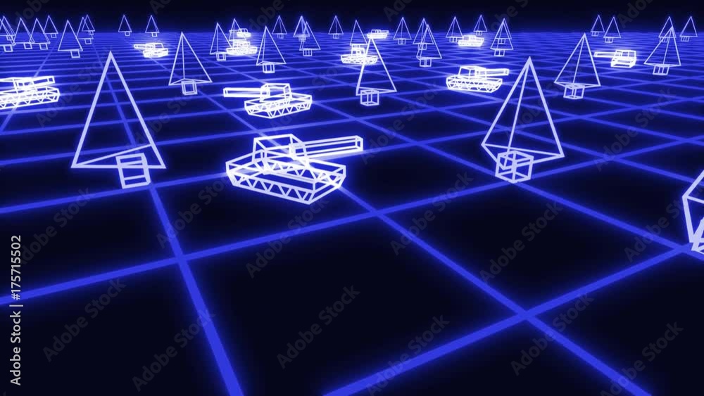 Retro 80s game tanks VHS tape video war battle vector arcade tron ...