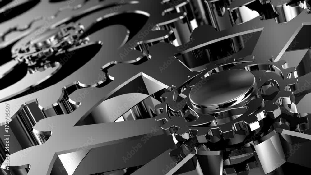 Stylish business background with rotating metal gears for presentation ...