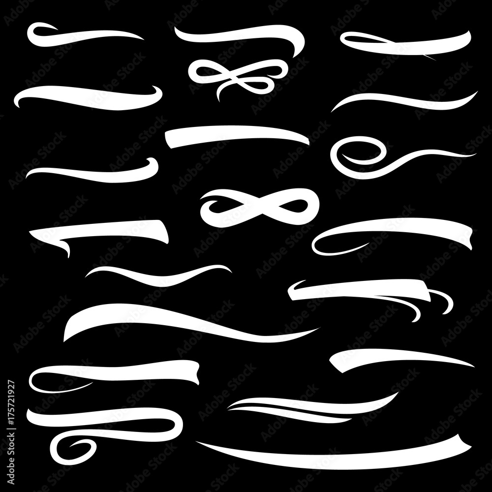 Underlines Lettering Lines Set Isolated. Handwritten Letter. Vintage ...