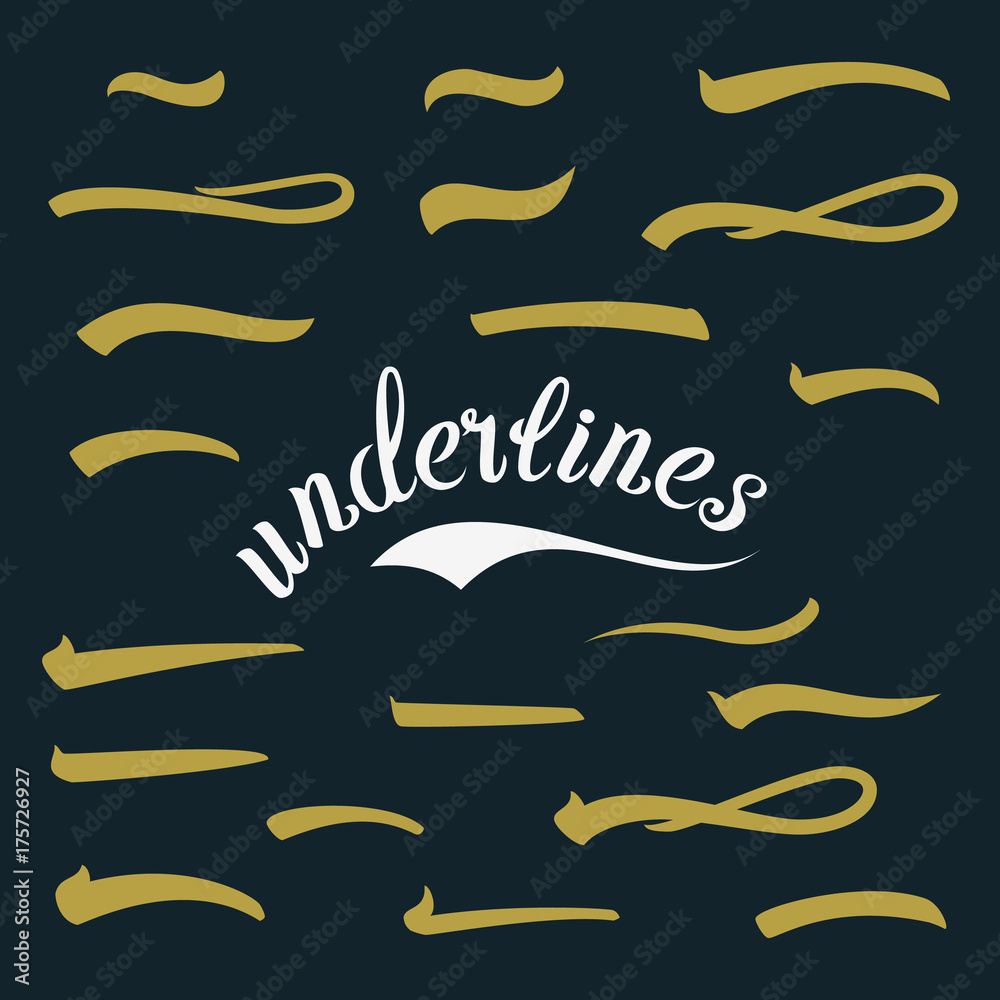 Underline. Set Lettering Underlines. Vintage Handmade Elements For ...