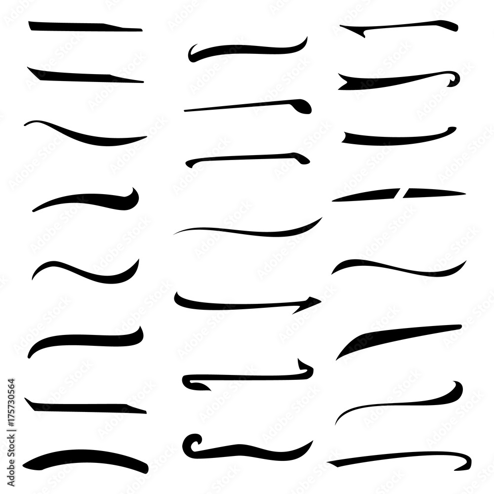 Set Of Hand Lettering Underlines Lines Isolated On White Background ...