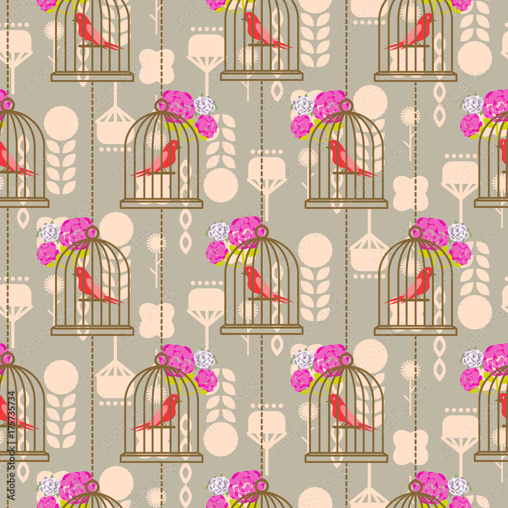 Vintage Bird Cage Pattern