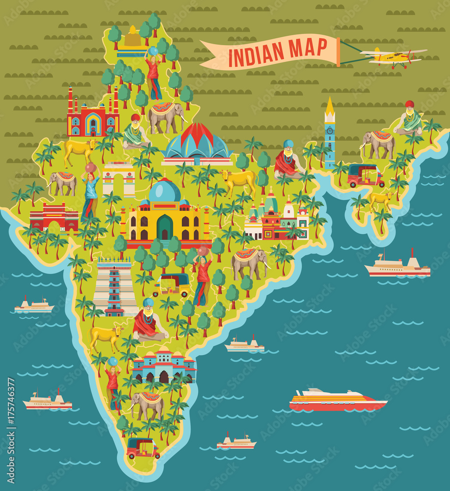India map. Vector illustration Stock Vector | Adobe Stock