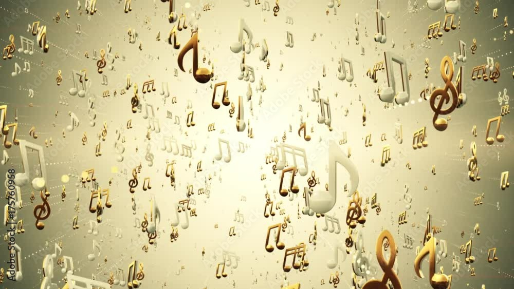 Music Notes Abstract Loop Background Gold Stock Video | Adobe Stock